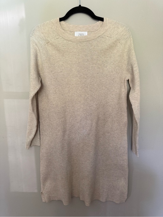 Zara | Dresses | Zara Beige Ribbed Longsleeve Knit Dress | Poshmark